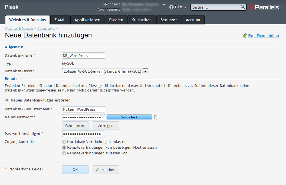 Manuelle WordPress-Installation auf einem (virtuellen) Server mit Plesk